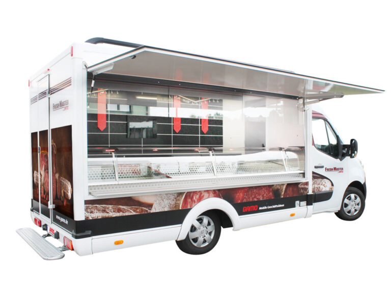 Verkoopwagens en aanhangwagens met koelvitrine voor mobiele verkoop